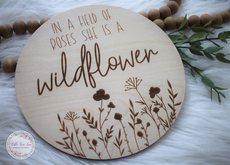 Engraved Floral Sign Baby Girl Nursery Sign Wildflower Sign - Etsy