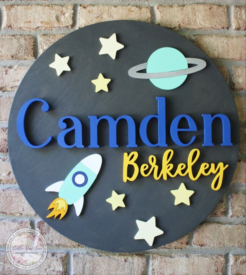 Space Name Sign Space Wall Art Nursery Name Sign Outer - Etsy