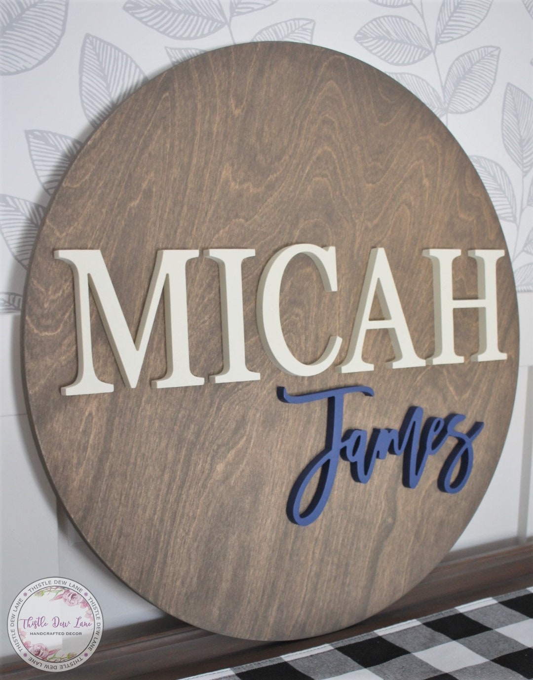 3D Nursery Name Sign, Round Name Sign, Custom Name Sign, Nursery Decor ...