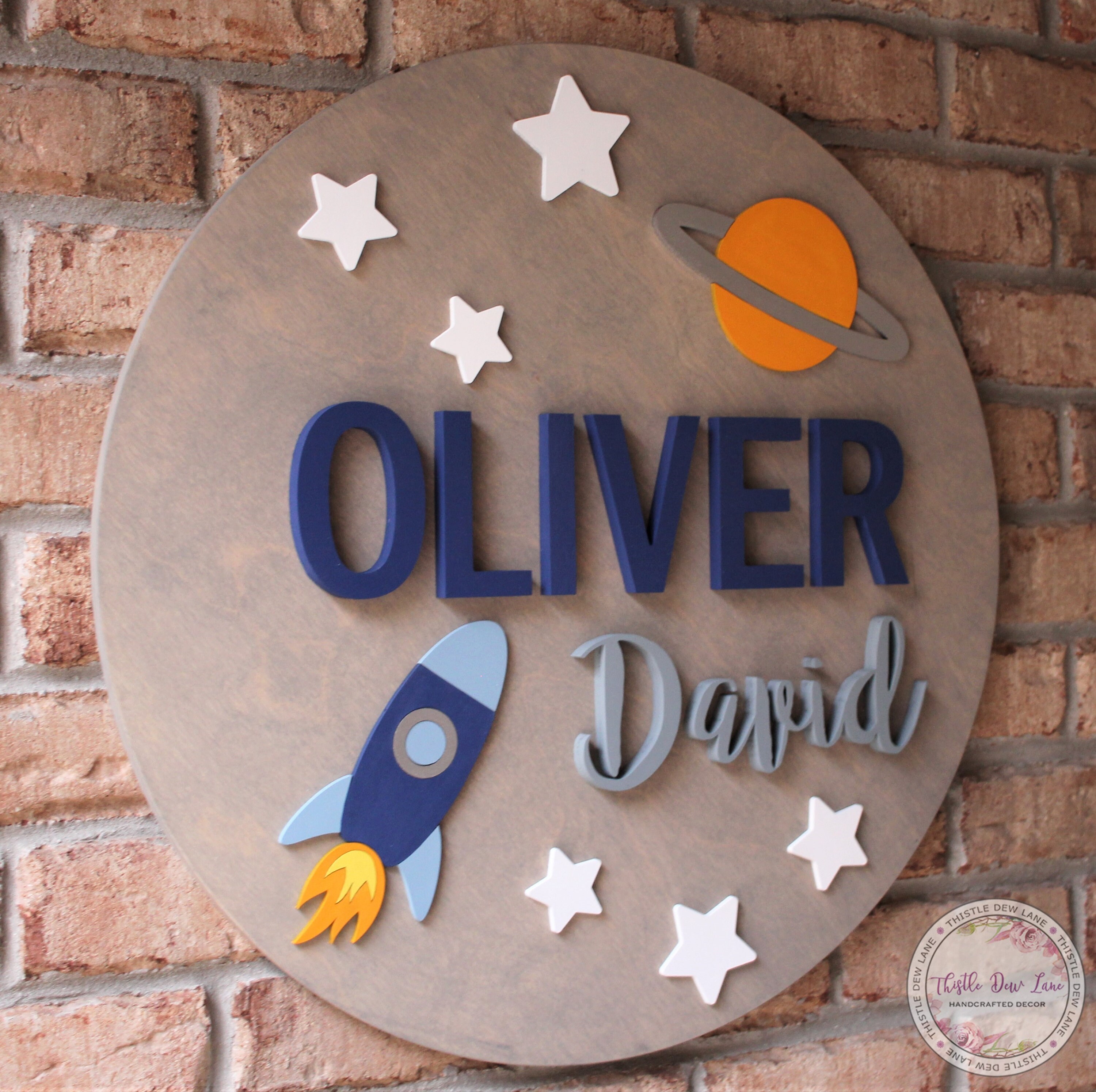 Space Theme Name Sign 3D Name Sign Outer Space Decor Rocket - Etsy