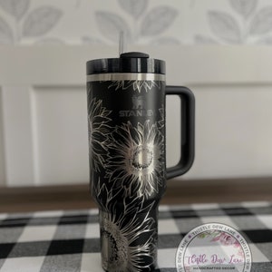 Engraved Stanley Tumbler, Laser Engraved Stanley, Flower Tumbler ...
