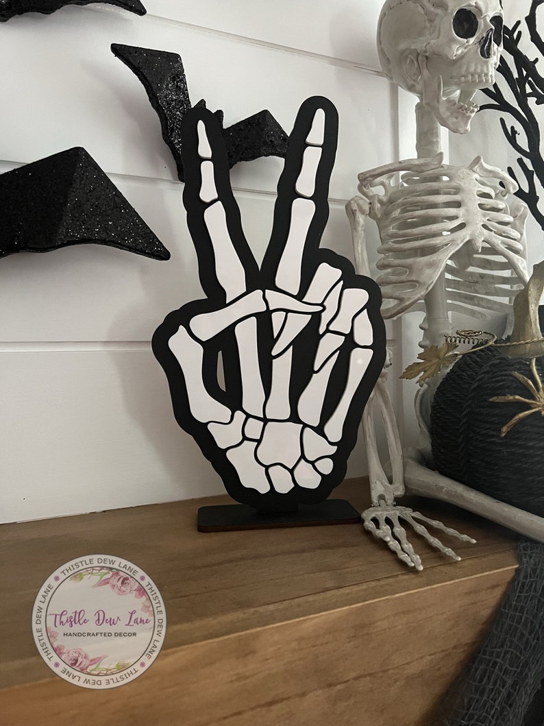 Skeleton Peace Hand Sign, Skeleton Peace Sign, Skeleton Hand Decor ...