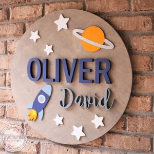 Space Theme Name Sign, 3D Name Sign, Outer Space Decor, Rocket Ship ...