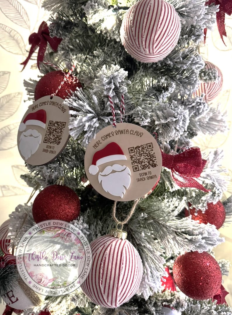 Santa Tracker Ornament, Santa QR Code, Santa Tracker Christmas Ornament ...