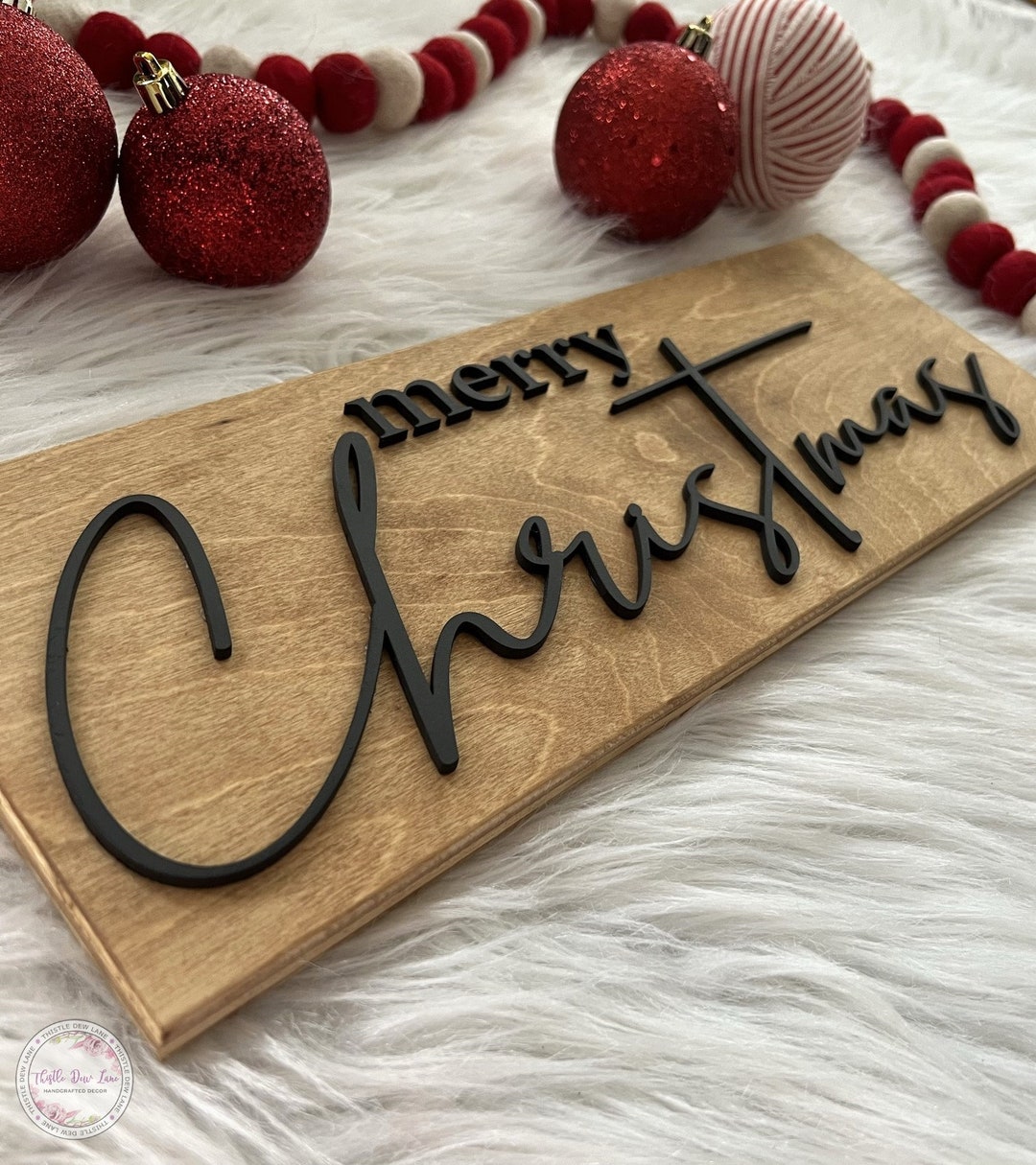 Christmas Sign, 3D Merry Christmas Wood Sign, Christmas Decor ...