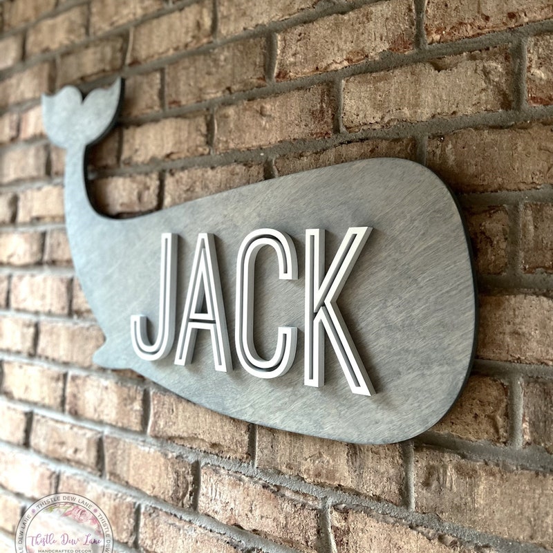 Baby Name Wall Sign Whale - Etsy