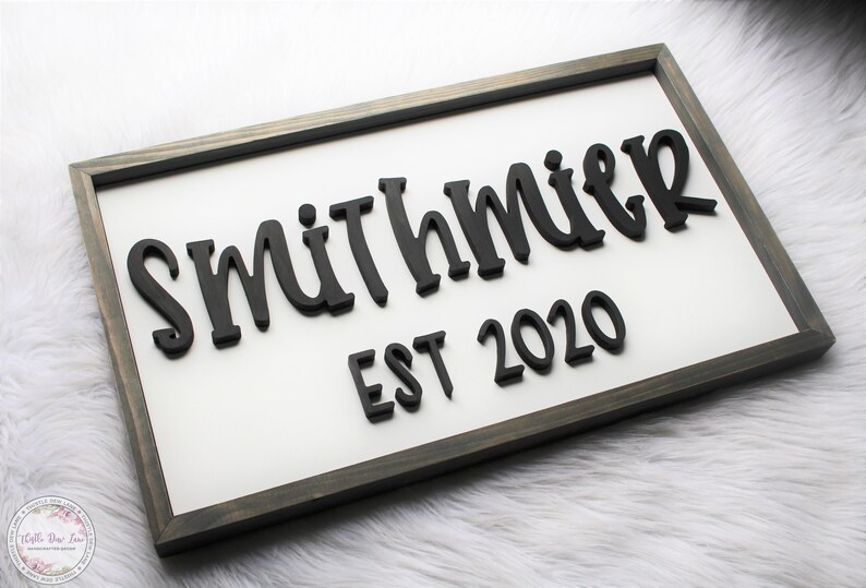 Custom 3D Wood Name Sign, Personalized Family Last Name, Framed - Etsy