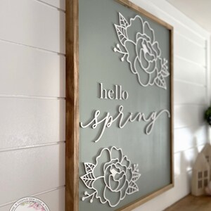 Hello Spring Sign, Wood Spring Sign, Floral Sign, Flower Sign, 3D Hello ...