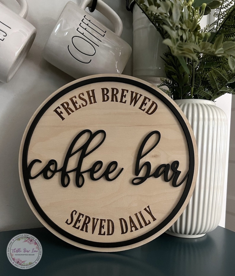 Coffee Bar Sign Round Coffee Bar Wood Sign Coffee Bar Decor - Etsy