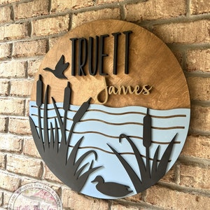 Duck Name Sign, Duck Hunting Nursery Theme, Lake 3D Nursery Name Sign ...