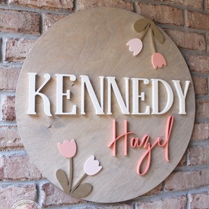 Floral Name Sign, Flower Name Sign, Tulip Nursery Name Sign, 3D Custom ...