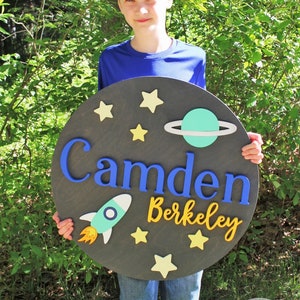 Space Name Sign, Space Wall Art, Nursery Name Sign, Outer Space Decor ...