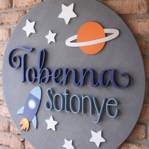 Space Name Sign, Space Wall Art, Nursery Name Sign, Outer Space Decor ...