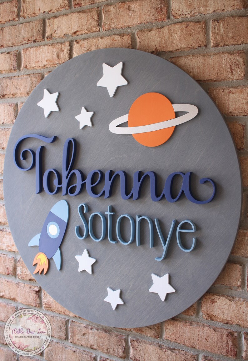 Space Name Sign, Space Wall Art, Nursery Name Sign, Outer Space Decor ...
