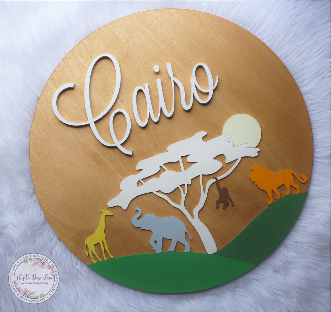 Safari Theme Safari Name Sign Safari Nursery Wild One | Etsy