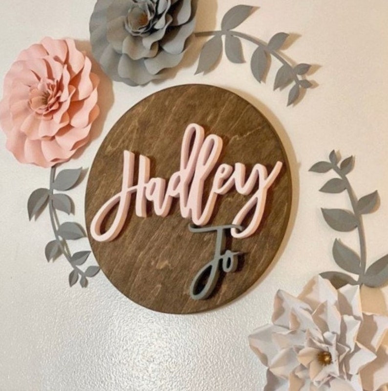 3D Nursery Name Sign Round Name Sign Custom Name Sign | Etsy