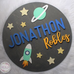 Space Name Sign, Space Wall Art, Nursery Name Sign, Outer Space Decor ...