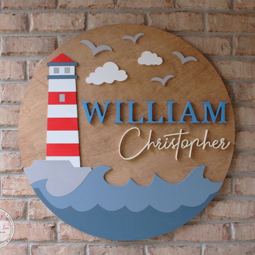 Lighthouse Sign / Lighthouse Name Banner / Nursery Decor - Etsy