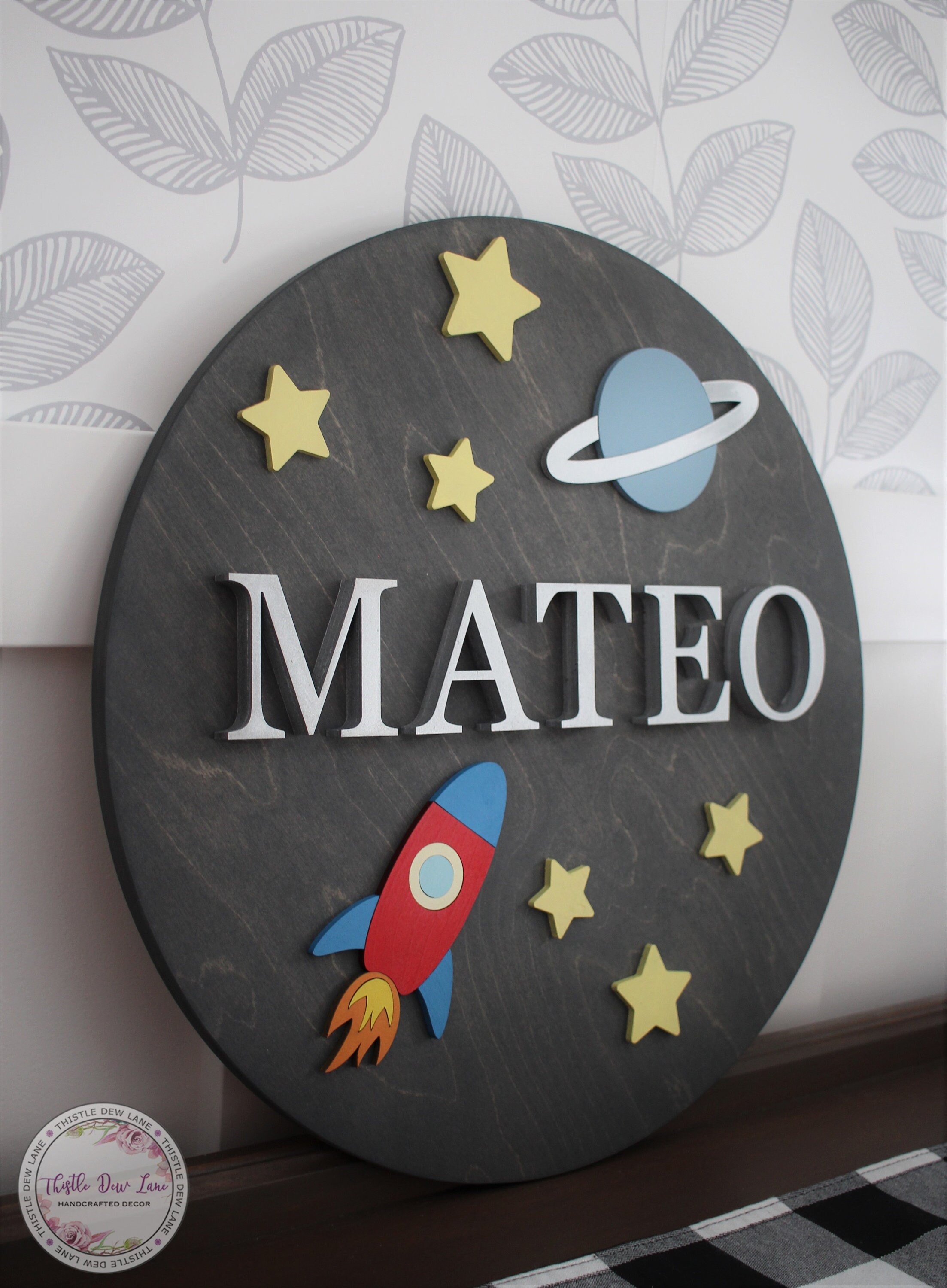 Custom Space Name Sign, Outer Space Nursery Decor, Rocket Ship - Etsy