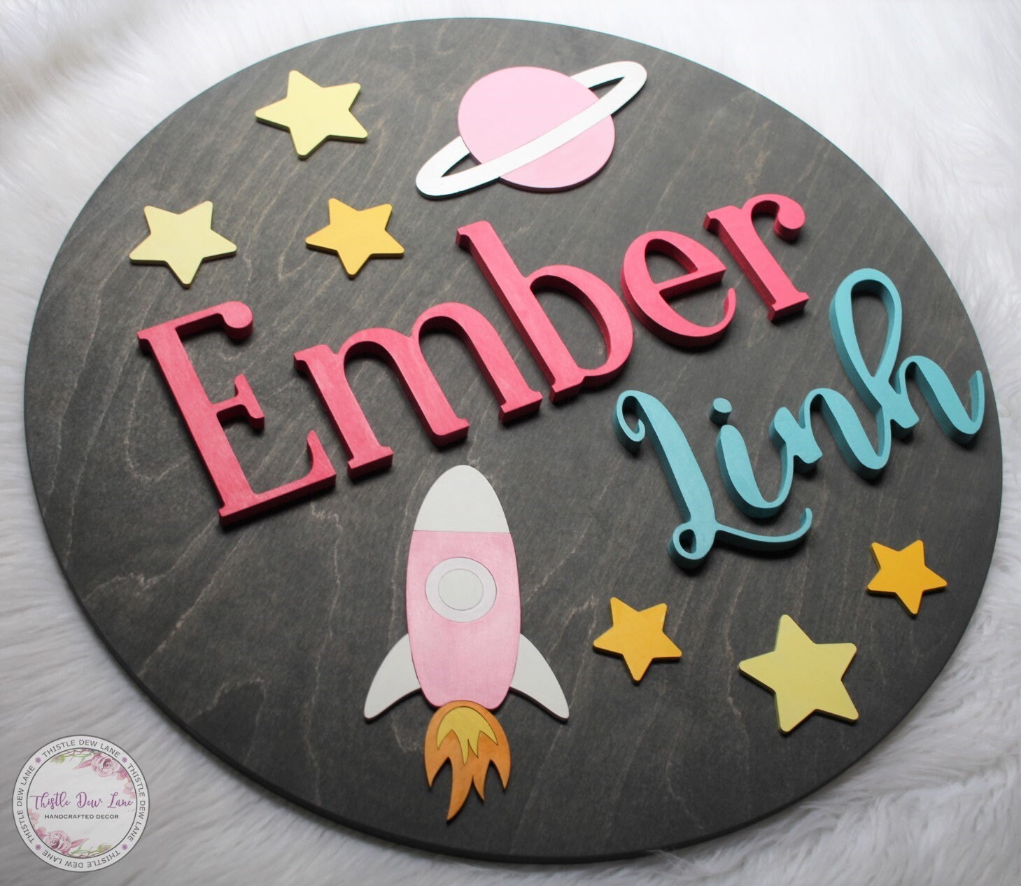 Space Name Sign Space Wall Art Nursery Name Sign Outer | Etsy