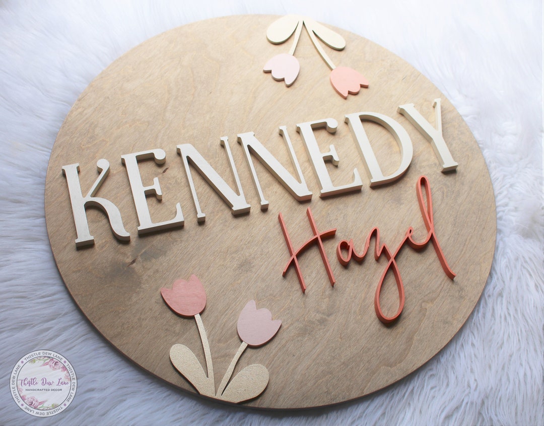 Floral Name Sign, Flower Name Sign, Tulip Nursery Name Sign, 3D Custom ...