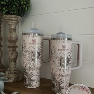 Engraved Stanley Tumbler, Laser Engraved Stanley, Flower Tumbler ...