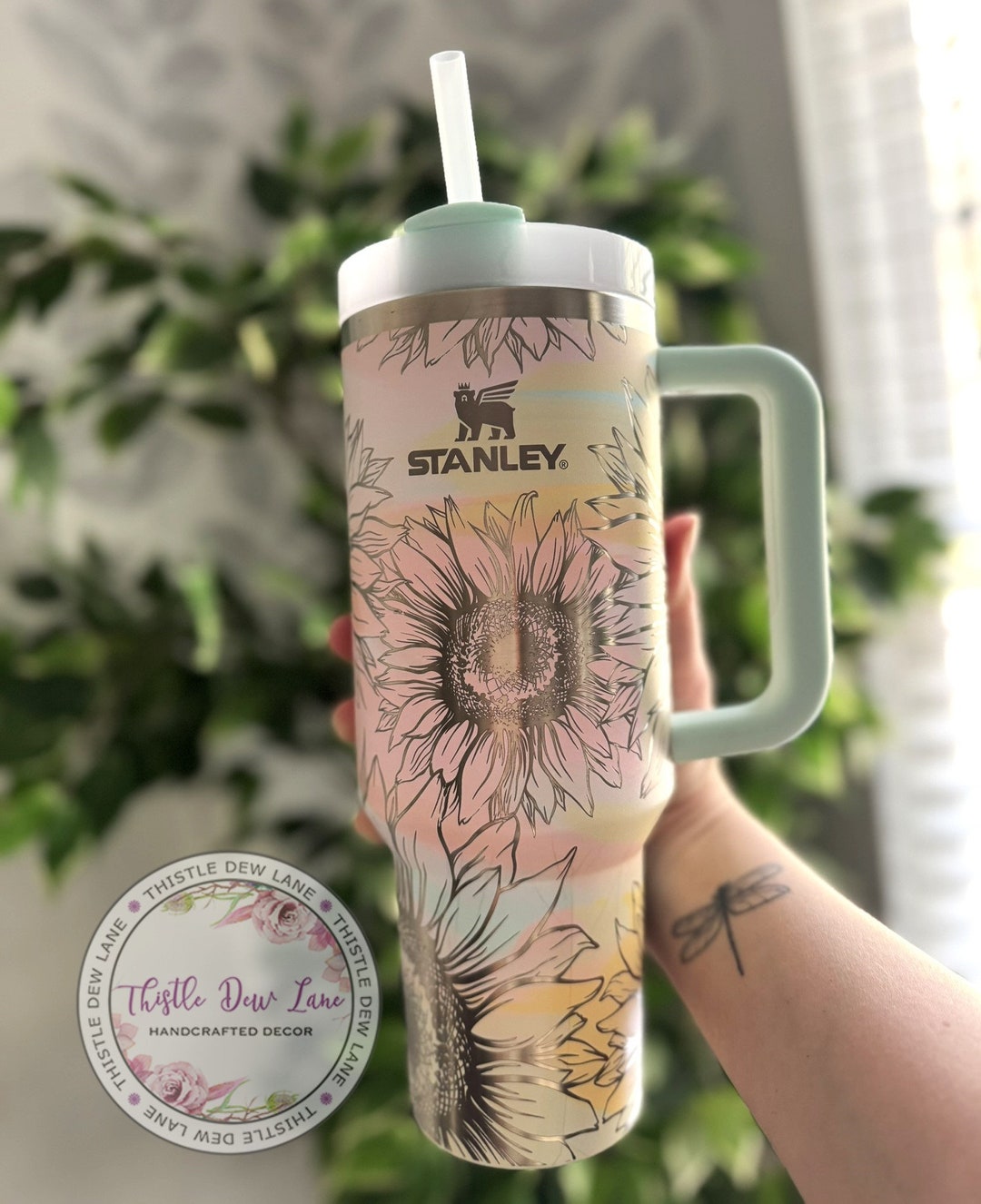 Engraved Stanley Tumbler, Laser Engraved Stanley, Flower Tumbler ...