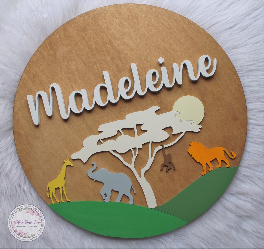 Safari Animal Nursery Name Sign, 3D Wood Decor - Etsy