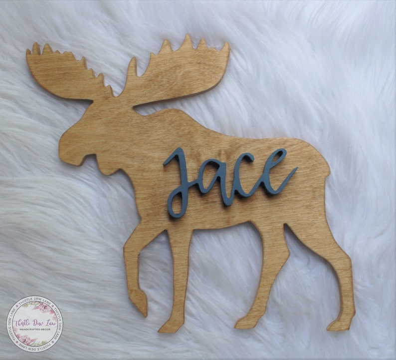 Moose 3D Name Sign Woodland Theme Nursery Custom Shape Sign - Etsy