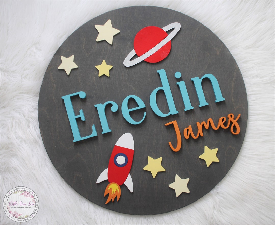 Space Name Sign Space Wall Art Nursery Name Sign Outer - Etsy