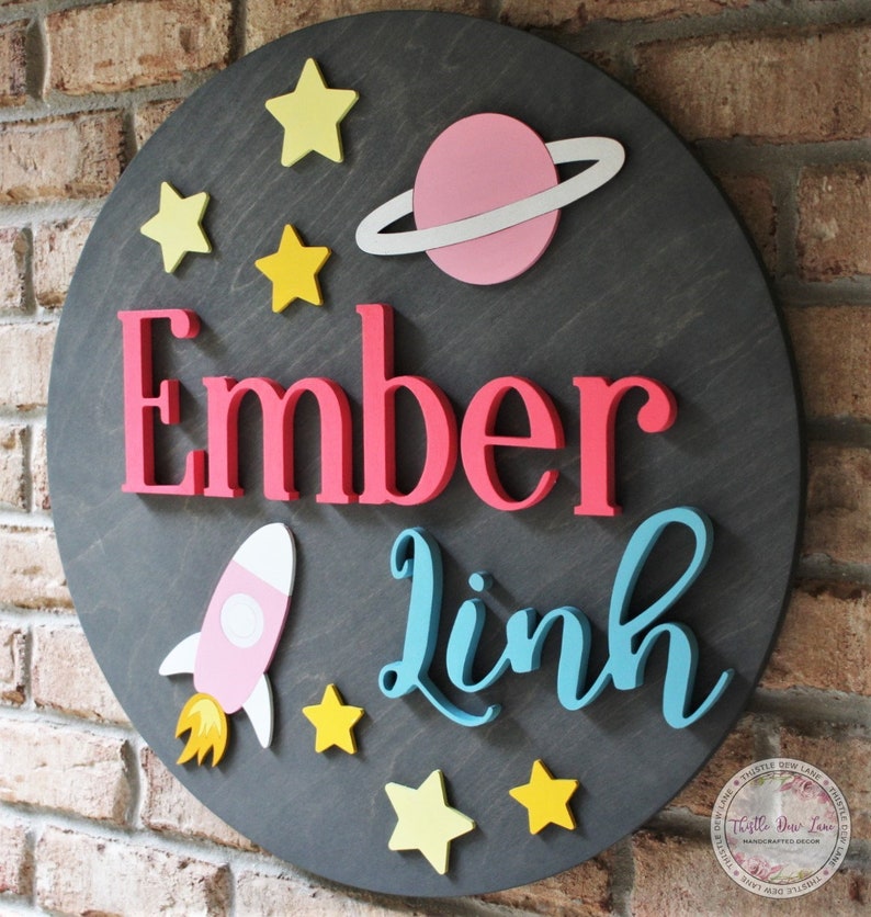 Space Name Sign Space Wall Art Nursery Name Sign Outer | Etsy