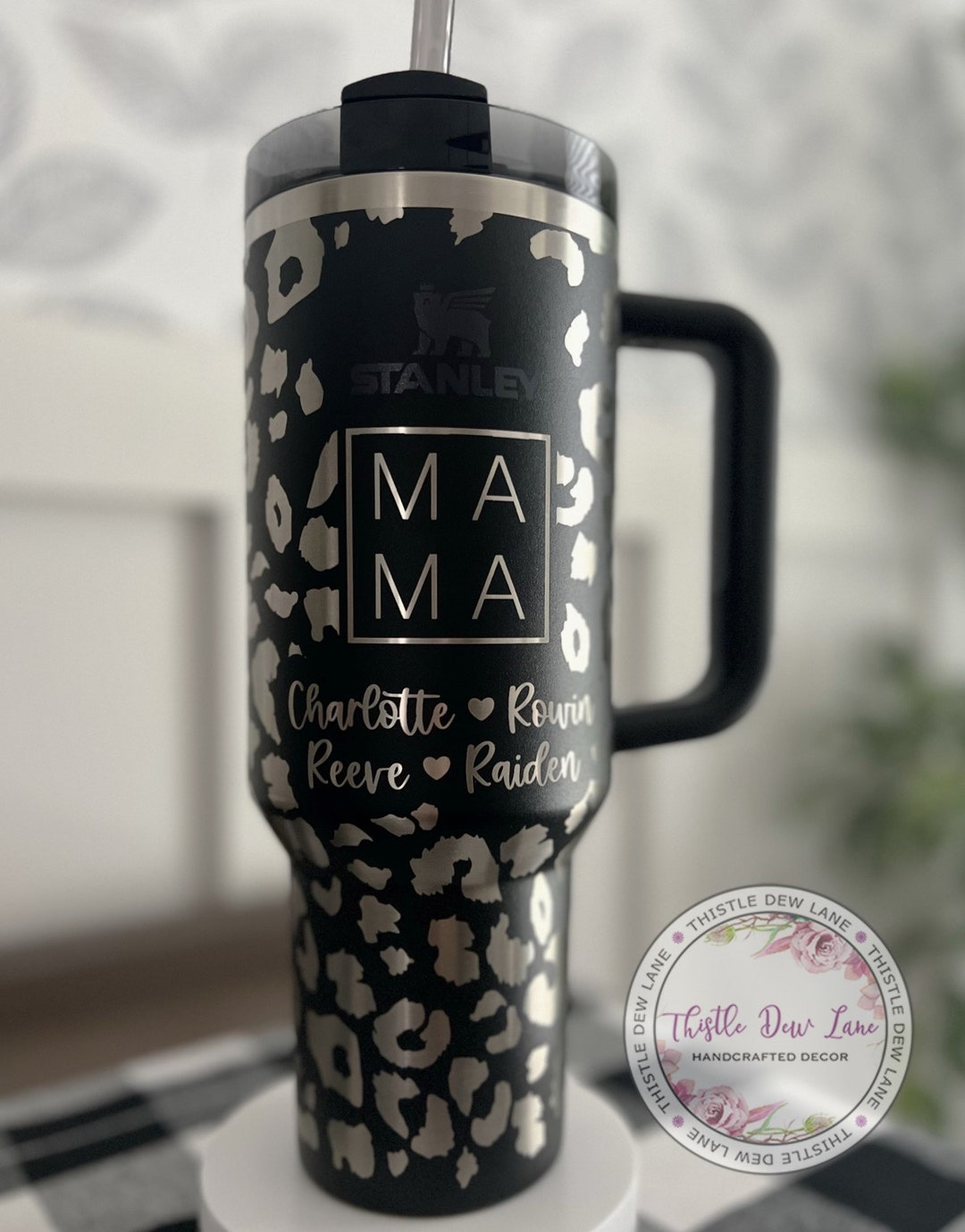 Personalized Leopard Stanley Tumbler, Laser Engraved Mama Cup - Etsy