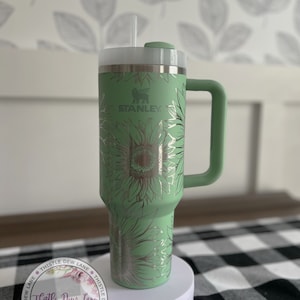 Engraved Stanley Tumbler, Laser Engraved Stanley, Flower Tumbler ...