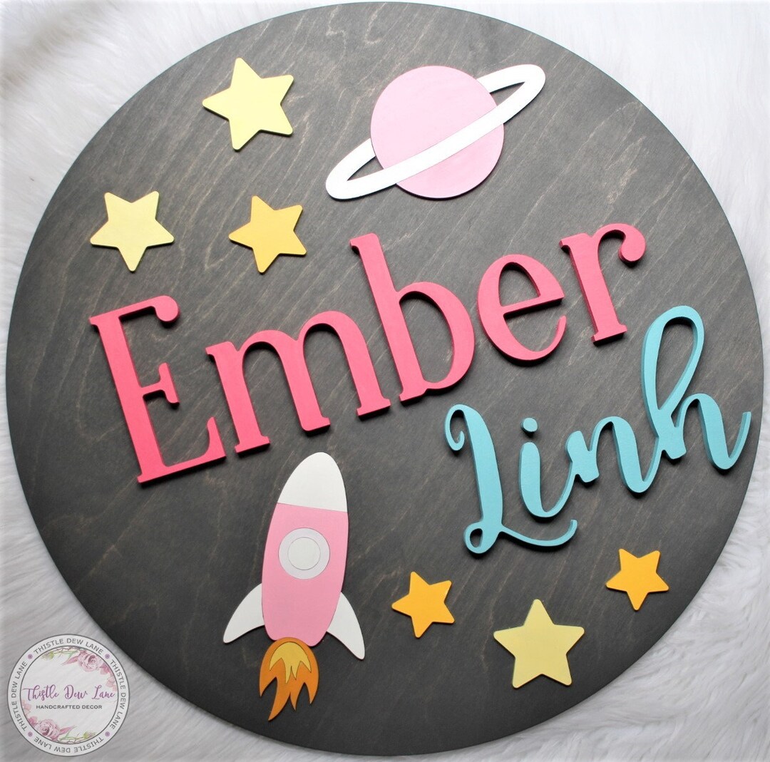 Custom Space Name Sign, Nursery Decor, Rocket Ship Sign - Etsy