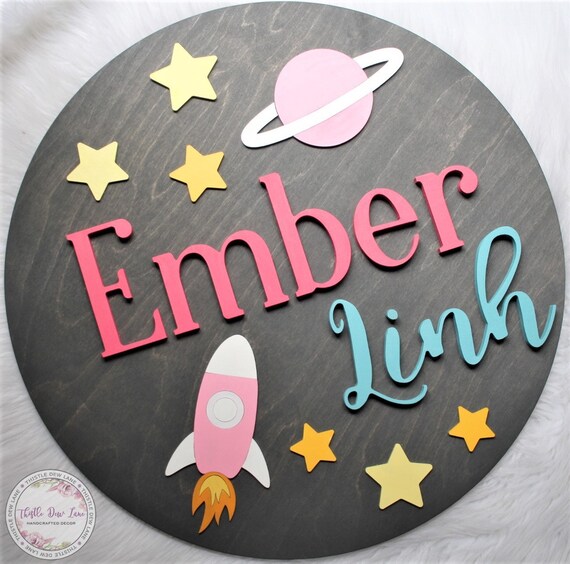 Space Name Sign Space Wall Art Nursery Name Sign Outer | Etsy