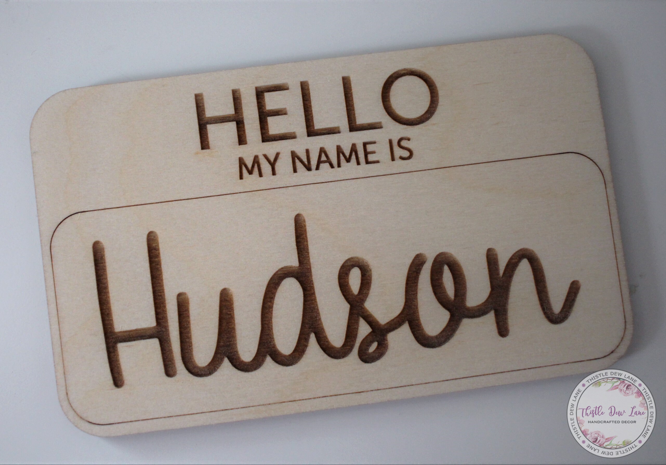 Hello My Name is Sign Engraved Nametag Sign Newborn Birth | Etsy