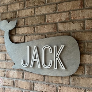 Whale 3D Name Sign, Nautical Nursery Name Sign, Ocean Nursery Decor ...