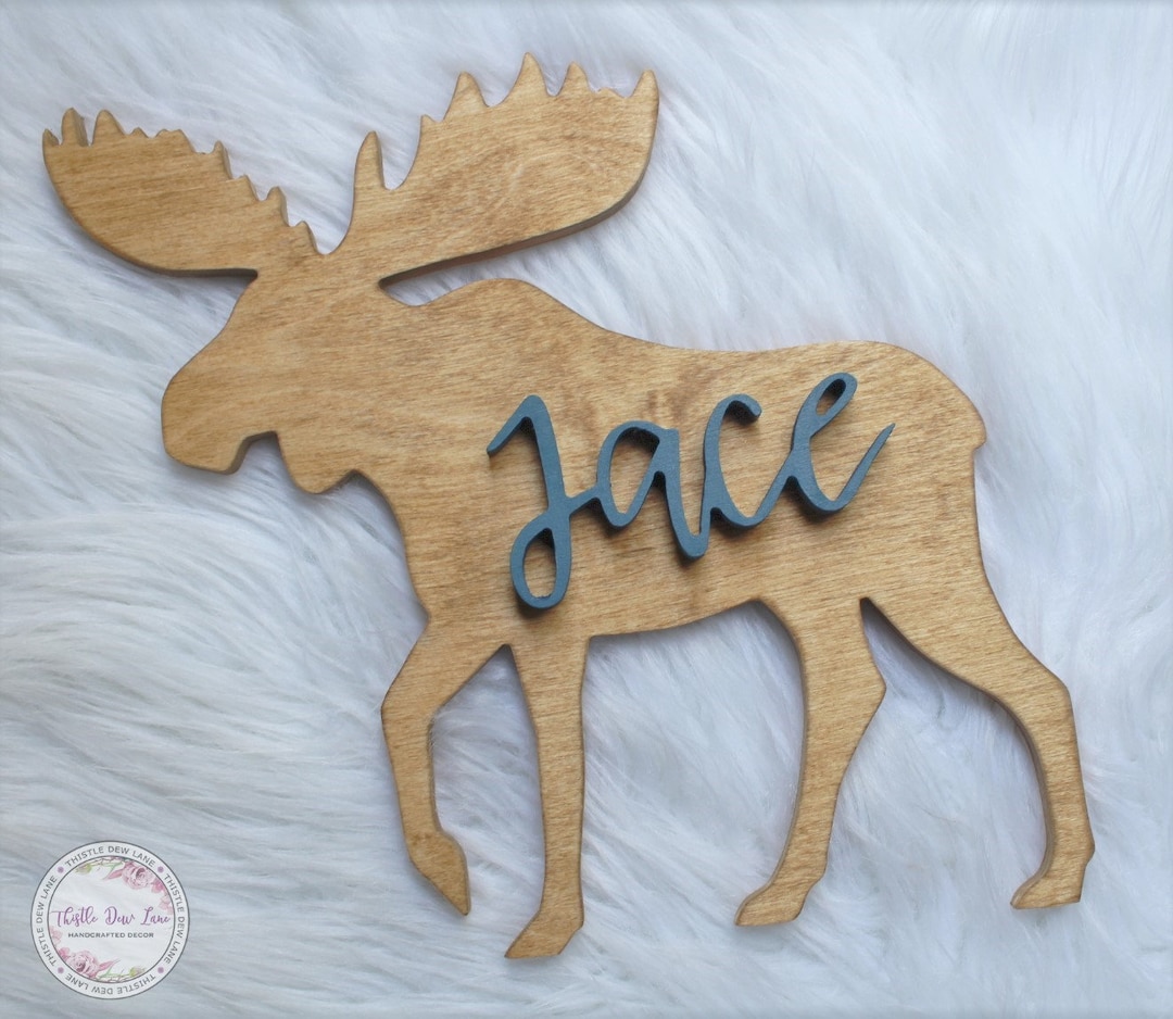 Moose 3D Name Sign, Woodland Theme Nursery, Custom Shape Sign, Nursery ...