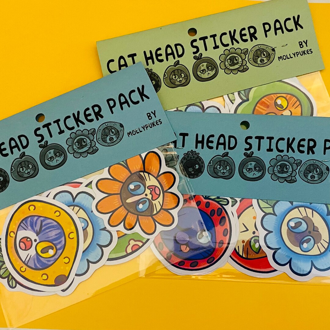 Cat Head Sticker Pack - Etsy