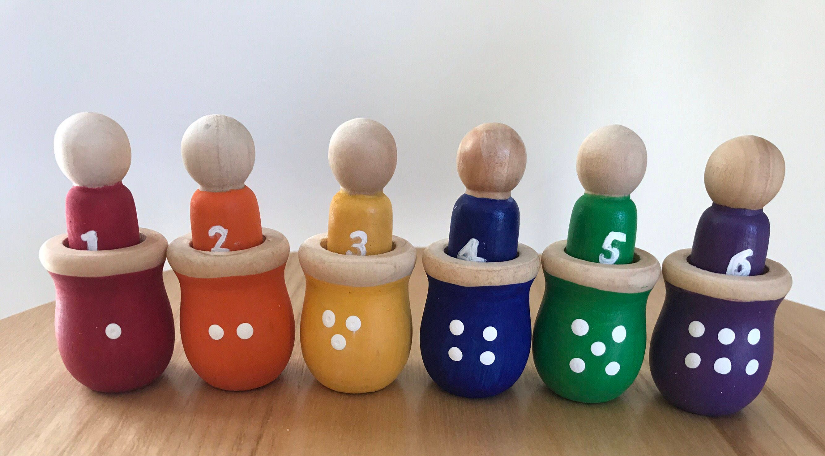 Number Sorting Peg Dolls, Wooden Peg Dolls, Educational Toys, Maths ...