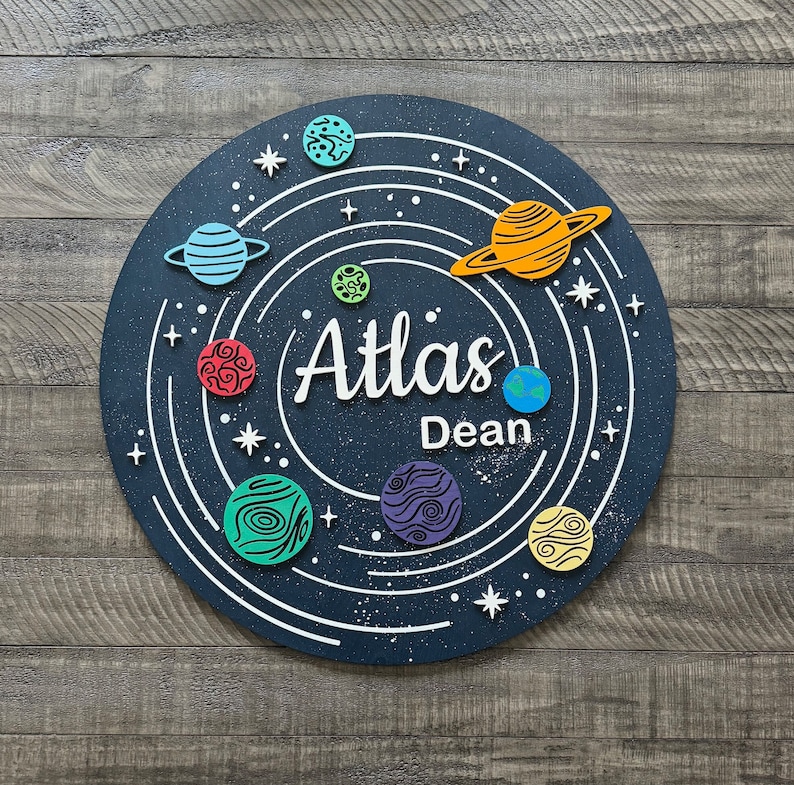 Planets and Stars Nursery Name Sign: Space Theme Nursery - Etsy