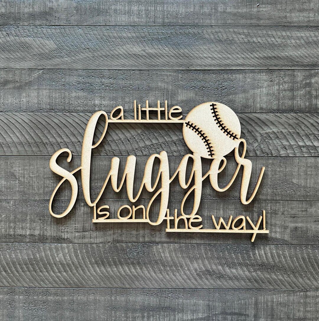 Little Slugger Baseball Baby Shower Sign - Unfinished or Painted - Etsy