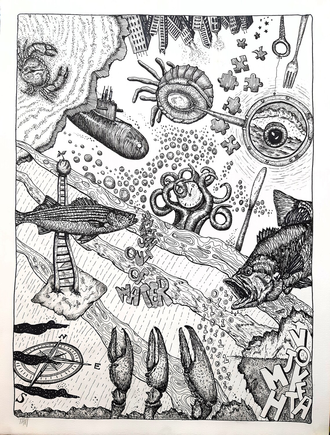 Drawing, Pen and Ink, Original, Nautical Theme - Etsy