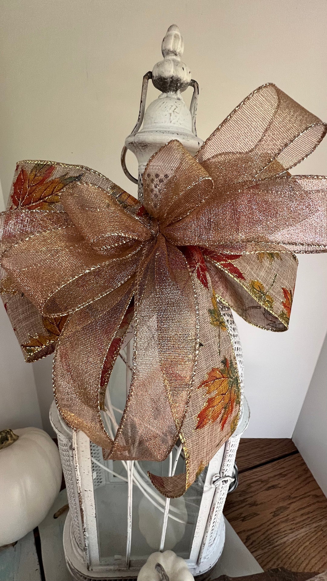 Elegant Maple Leaf Fall/summer Bow - Glitter Ribbons for Wreaths ...