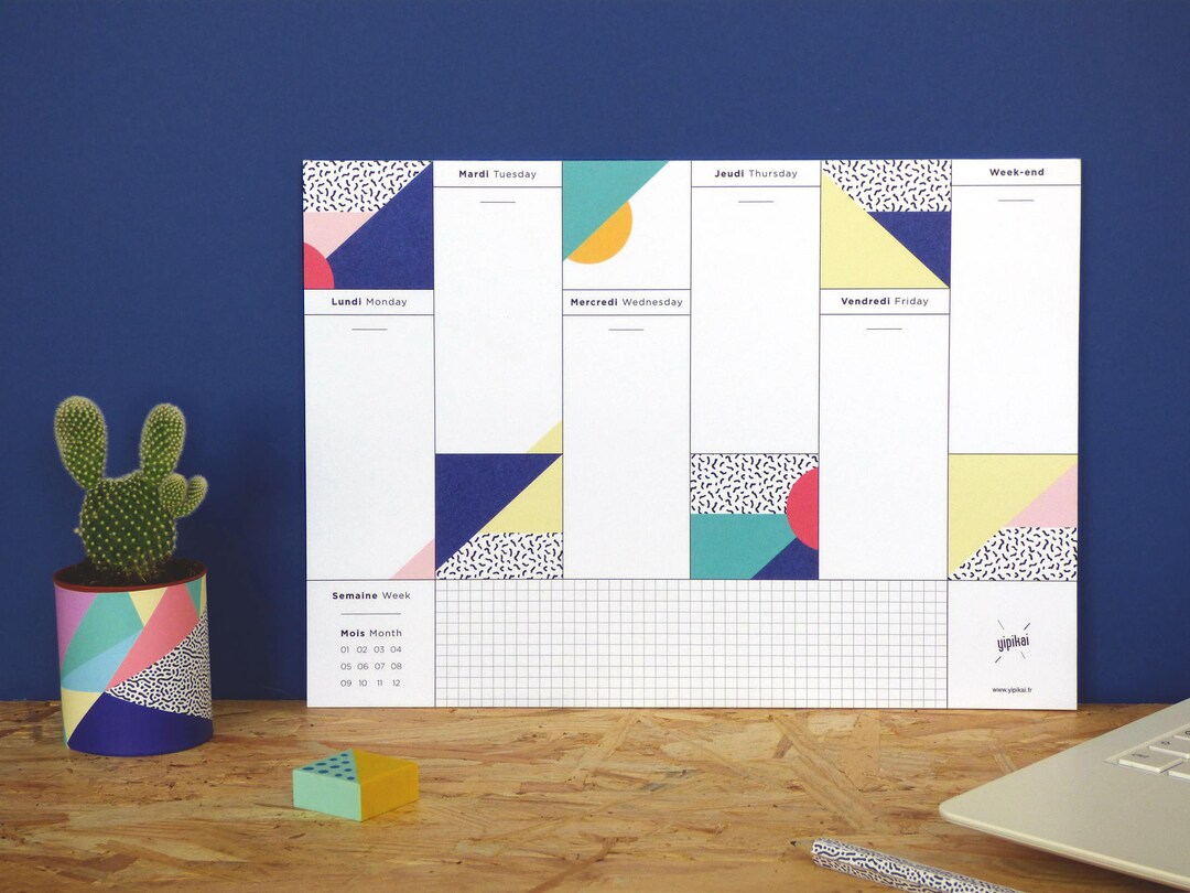 Weekly Desk Planner With Graphic Patterns viva A4 Format - Etsy