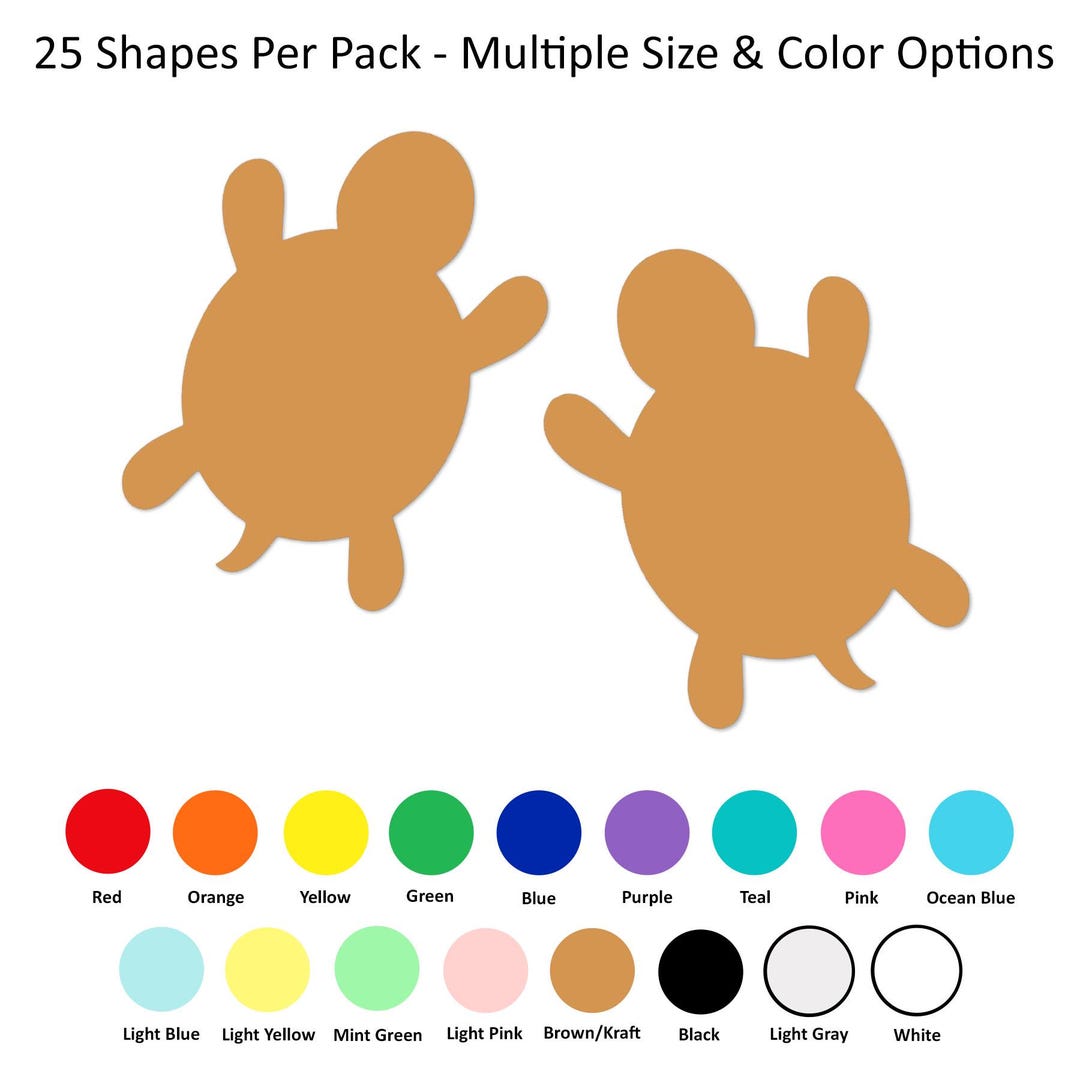 25 Pack - Paper Turtle Shapes, Paper Turtle Die Cut, Turtle Cut Outs ...