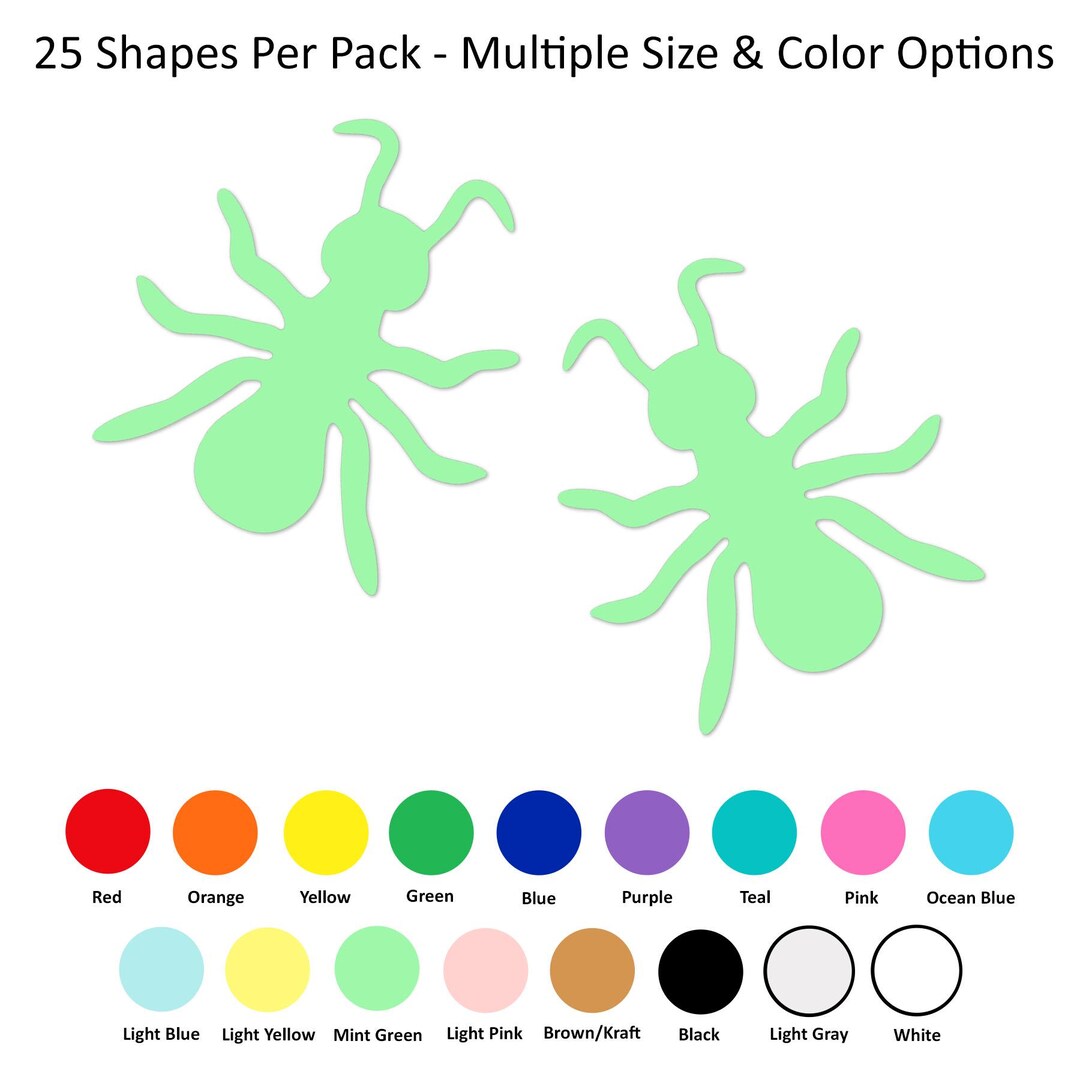 25 Pack - Paper Ant Shape, Ant Die Cut, Ant Cut Outs, Paper Ant Shape ...