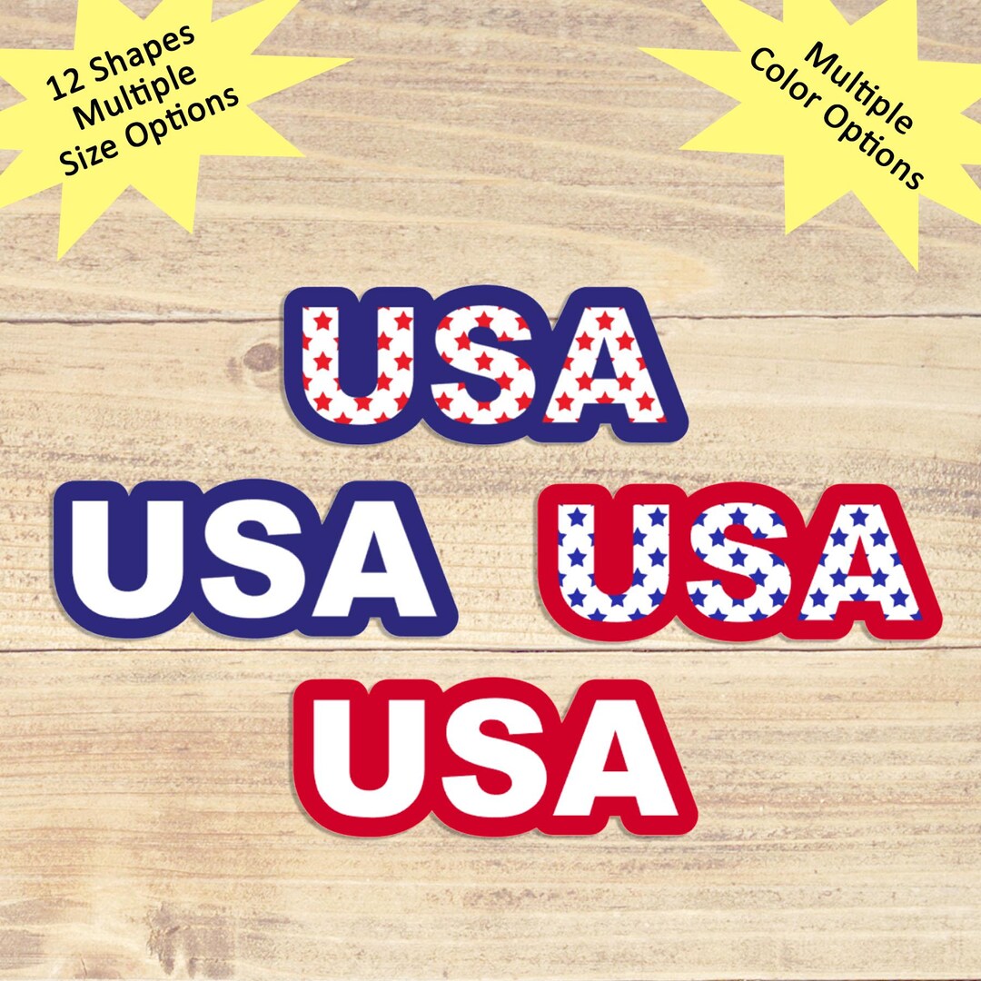 12 Pack - Paper USA Shapes, Paper USA Words, Paper 4th of July Word ...
