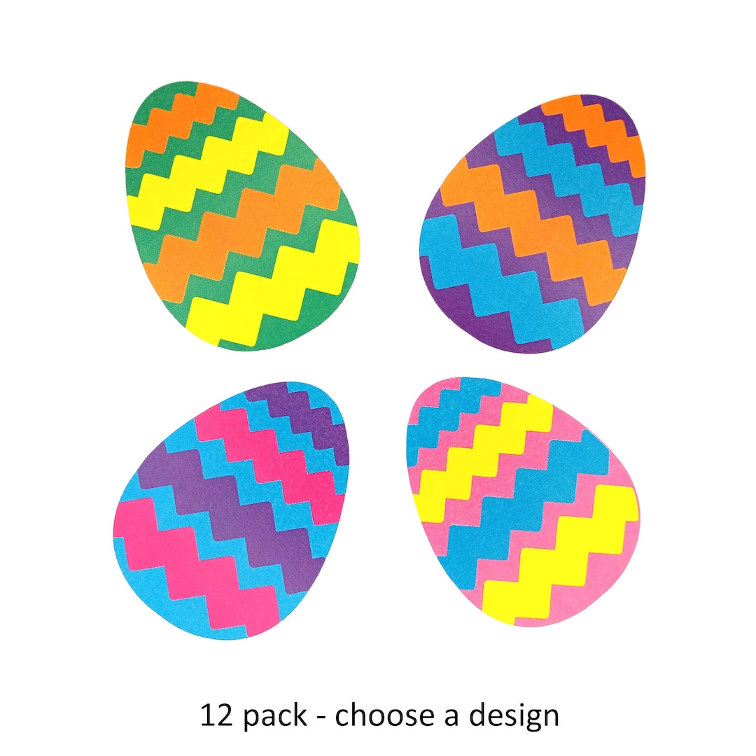 12 Pack - Egg Shapes Printed Designs, Paper Egg Shapes, Easter Egg ...