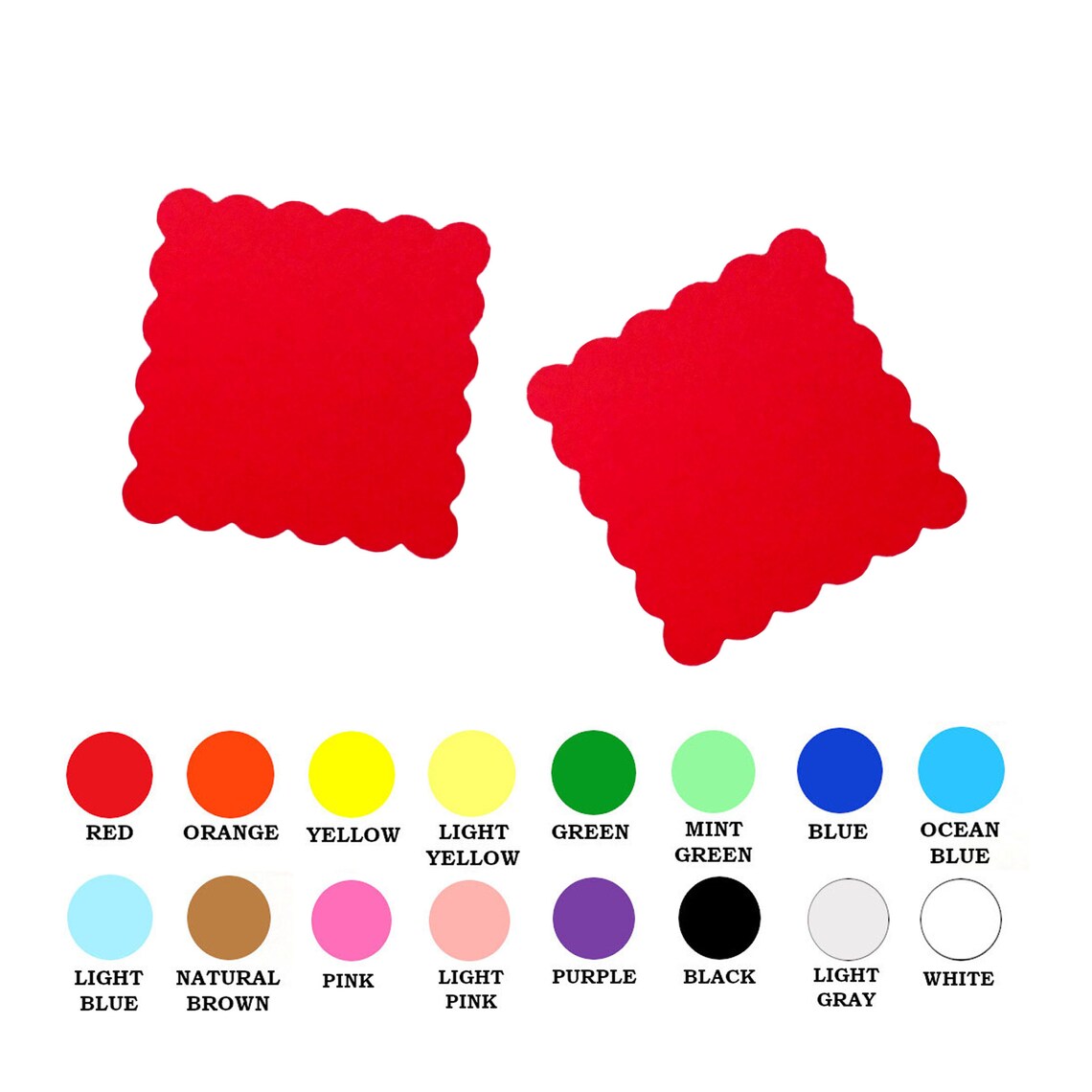 25 Pack Paper Scallop Square Shapes Paper Scallop Squares - Etsy